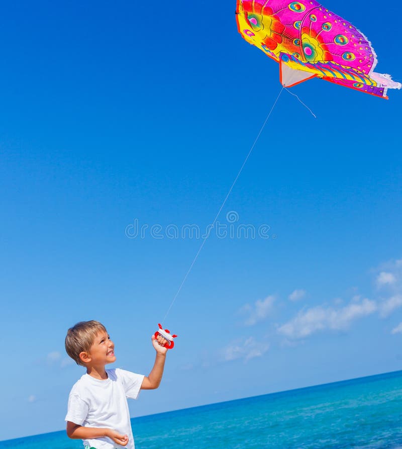 Boy with kite stock photo. Image of playful, child, baby - 51305676