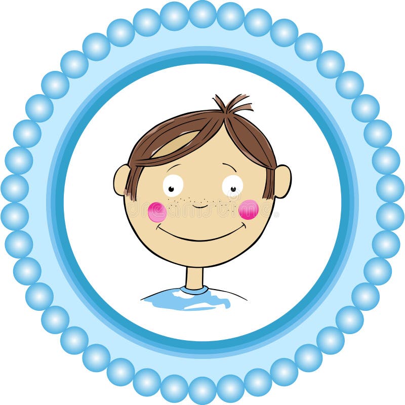 Boy Label Classic Round Sticker Stock Vector - Illustration of face ...