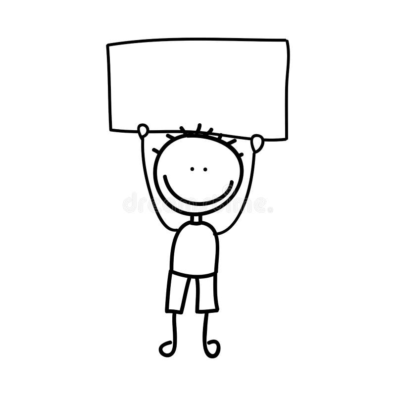 Boy with Label Drawing Isolated Icon Design Stock Illustration ...