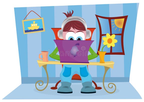 Cute Boy Typing Laptop Stock Illustrations – 185 Cute Boy Typing Laptop ...