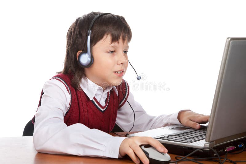 Boy with laptop stock image. Image of internet, childhood - 21929141