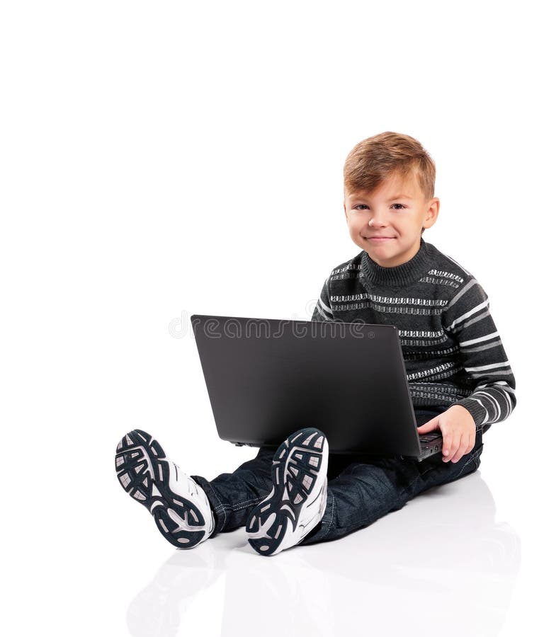Little Boy and Laptop stock photo. Image of youngboy, view - 2173382