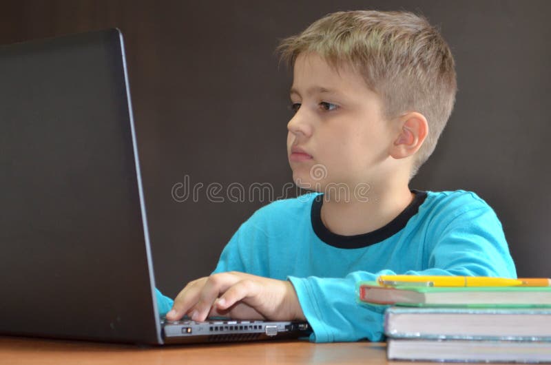 Boy with laptop stock photo. Image of delight, bearing - 71137972