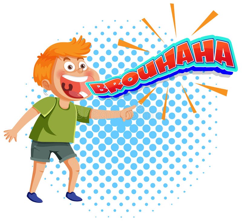 Boy Laughing with the Text Brouhaha Expression Stock Vector ...