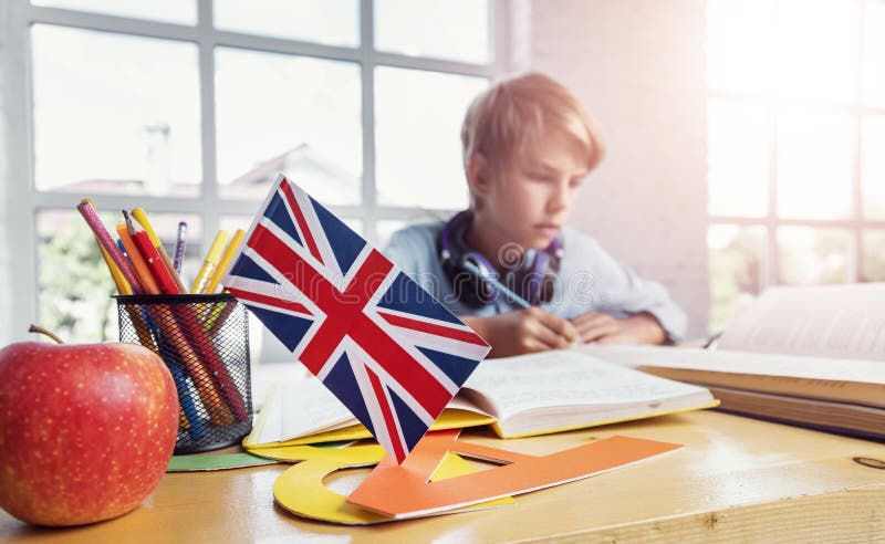 Boy Reading English Book Closeup Stock Photo - Image of person, study ...