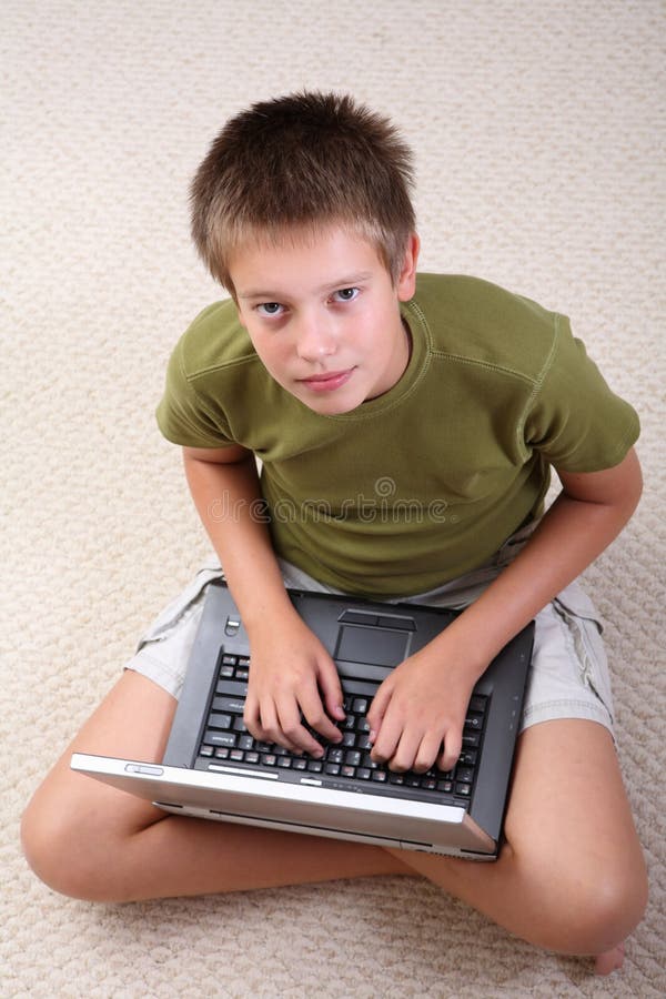 Boy Learning at Home with Notebook Stock Photo - Image of beautiful ...
