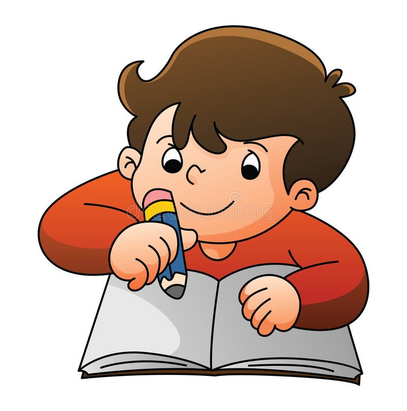 Boy Learning stock vector. Illustration of thinking, pencil - 47848727