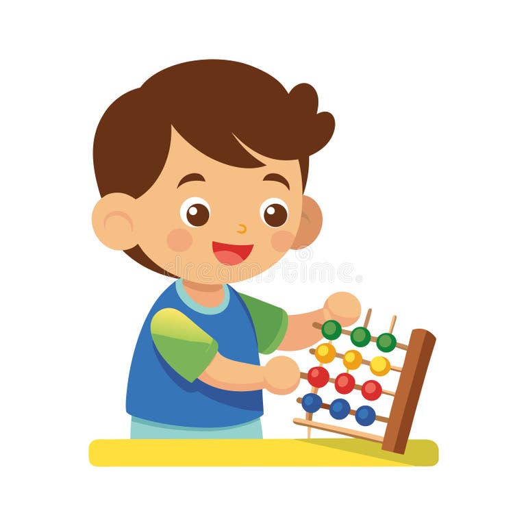 Boy Learning Math with Abacus: Early Education and Development Concept ...