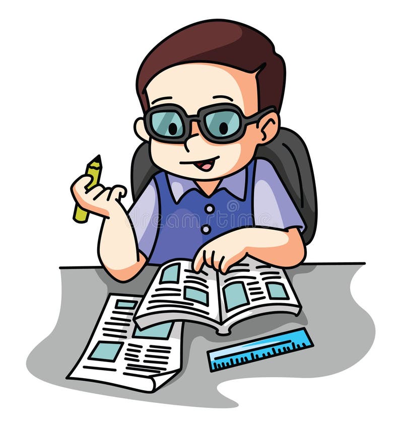 Boy Learning School Exercise Color Illustration Design Stock Vector ...