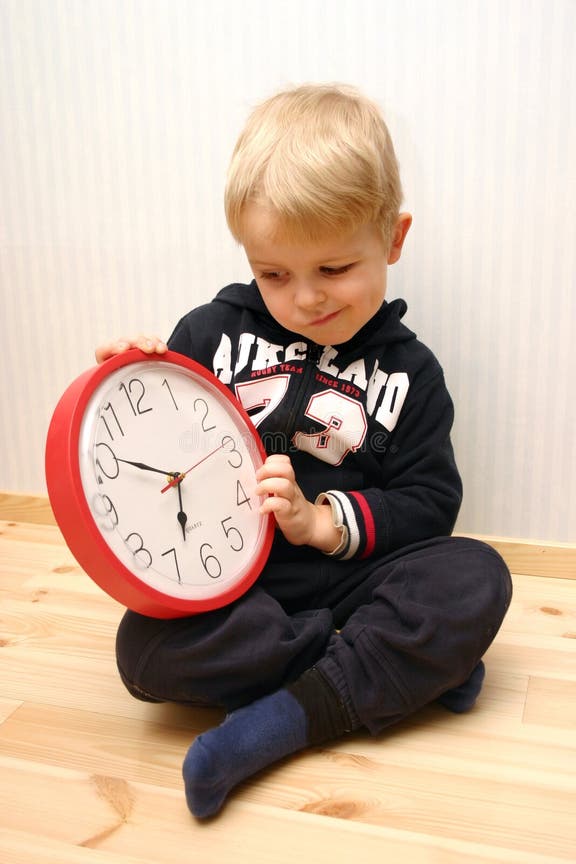 Boy Learning To Know the Clock Stock Photo - Image of learning, think ...