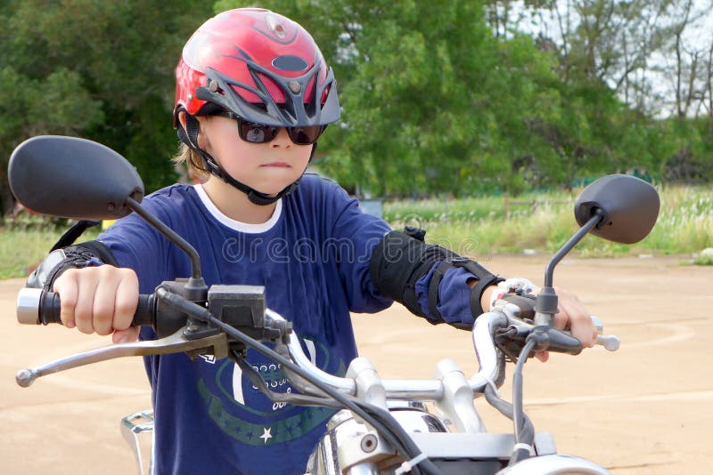 Boy Learning To Ride an Chopper Motorcycle 2 Stock Image - Image of ...