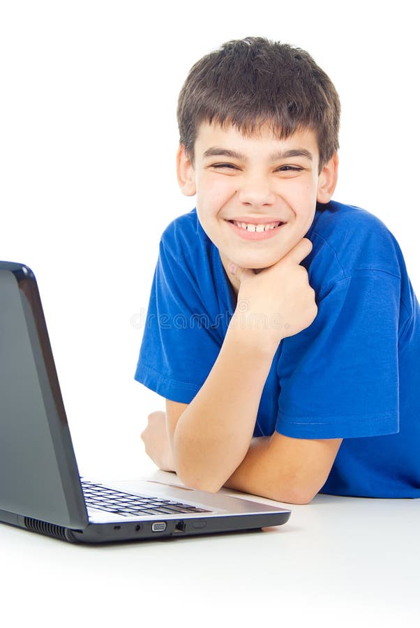 Happy Boy Learns Lessons Laptop Stock Photos - Free & Royalty-Free ...