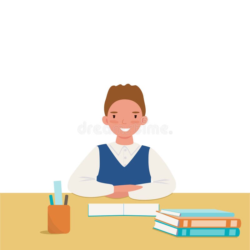 The Boy Learns at the Table. Stock Vector - Illustration of funny ...