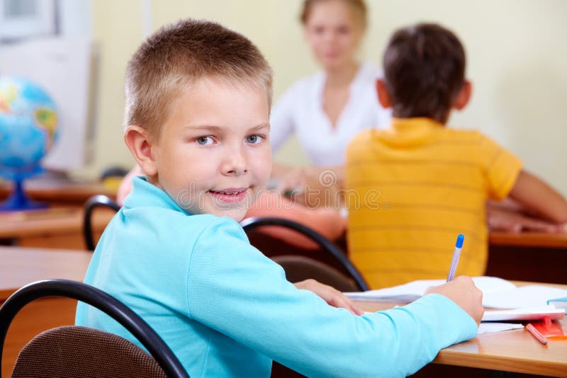 Boy at lesson stock photo. Image of childhood, looking - 29567126