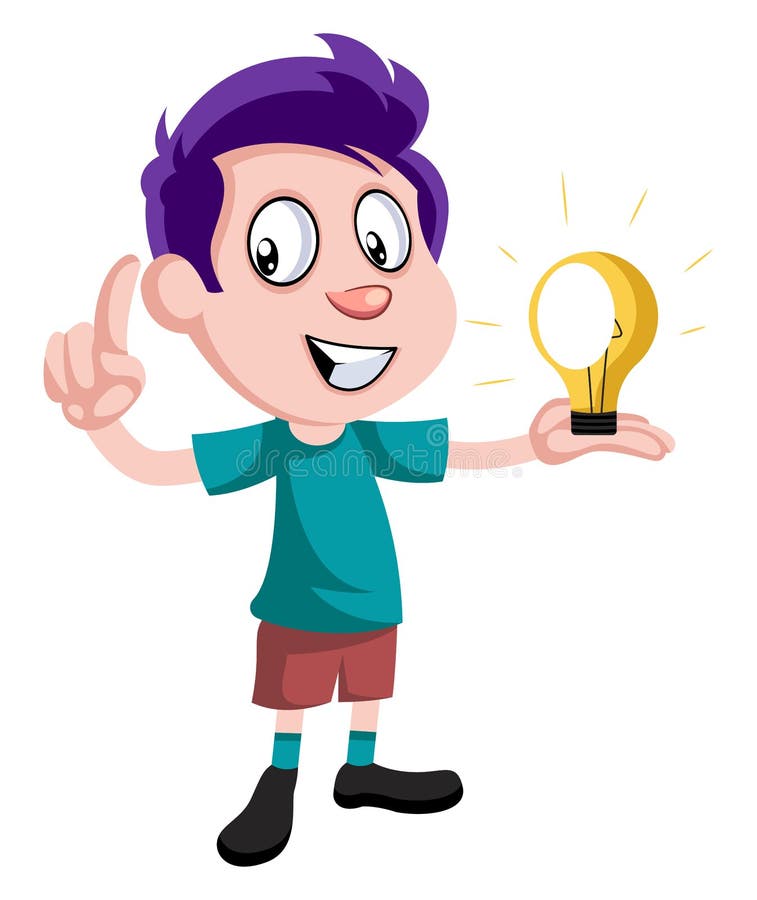 Young Child Lightbulb Character Stock Vector - Illustration of insight ...
