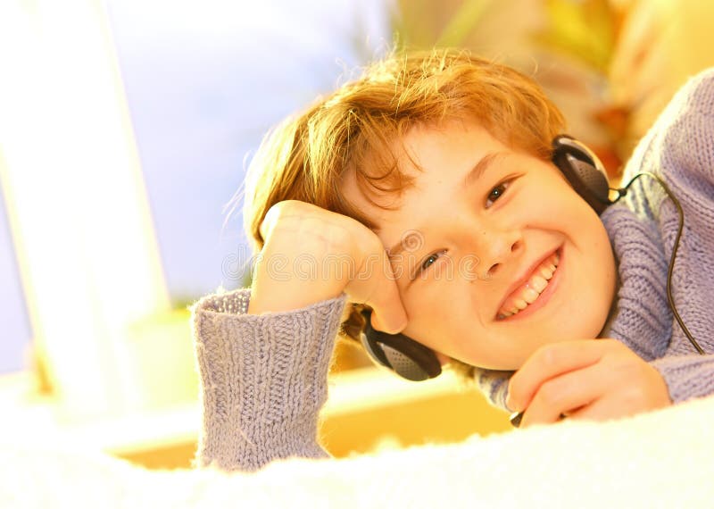 Boy listen to music stock image. Image of learning, handsome - 2454643
