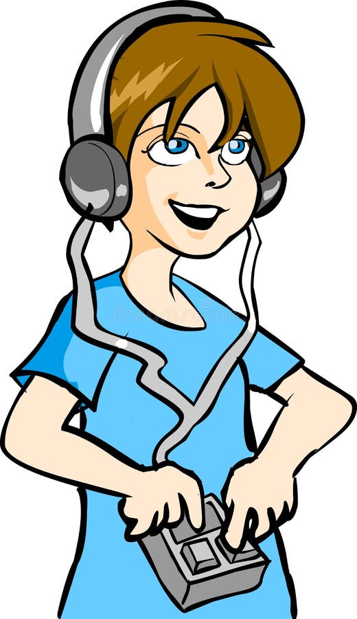 Boy Listening Music stock vector. Illustration of illustration - 2689401