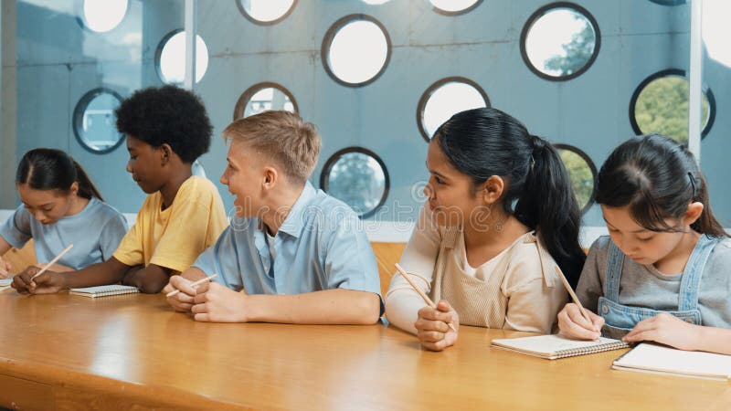 Boy Listening Teacher Explain while Lecturing and Think about Idea ...