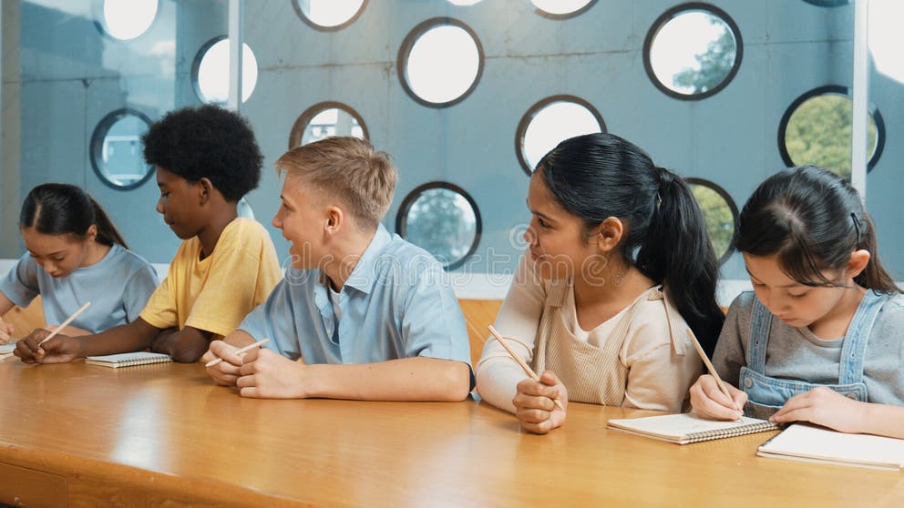 Boy Listening Teacher Explain while Lecturing and Think about Idea ...