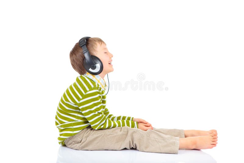 Boy listening to music stock image. Image of headphones - 8330649