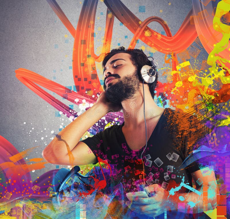 Boy listening to music stock photo. Image of concept - 30197760