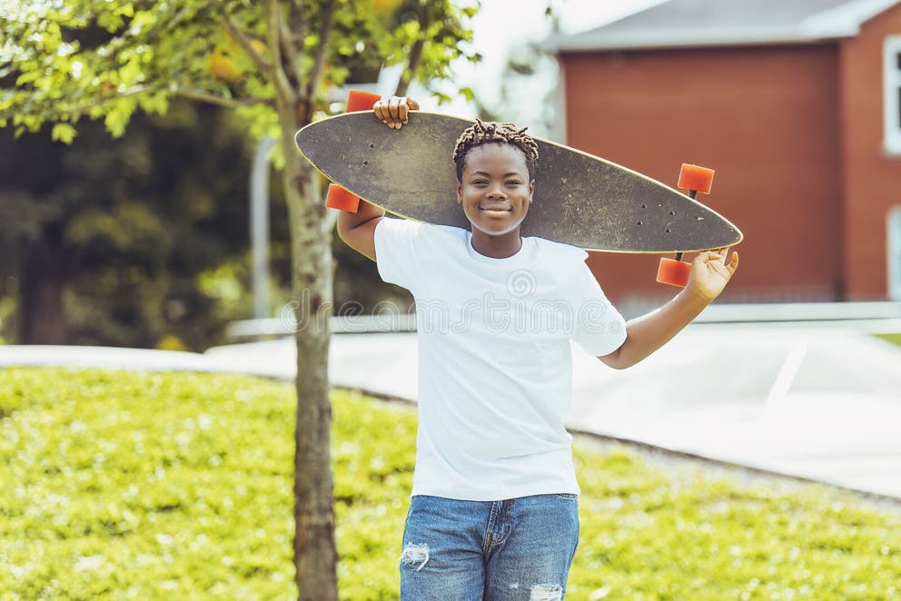 Boy with Longboard at Park Having Fun Stock Photo - Image of concept ...