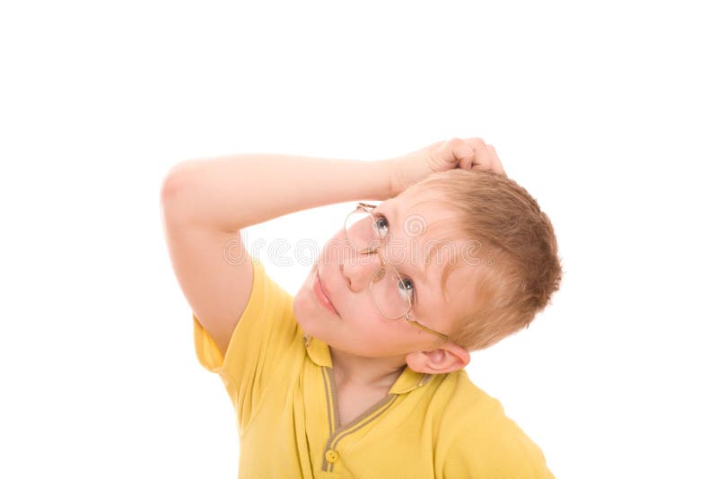 Boy Look Up And Scratches His Head - Free Photo from StockFreeImages