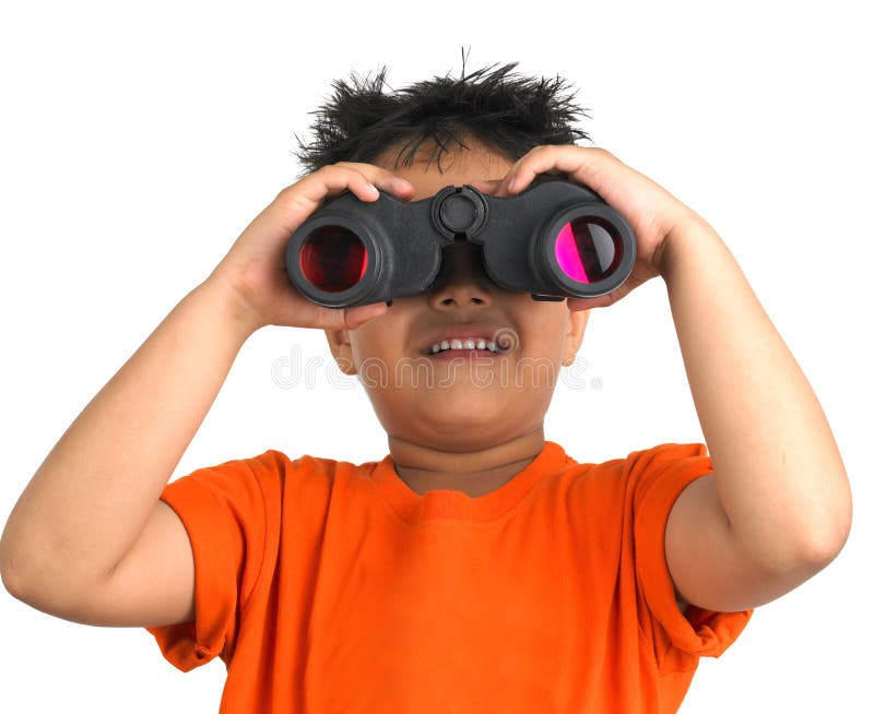 Boy Looking through a Binocular Stock Image - Image of sight, indian ...