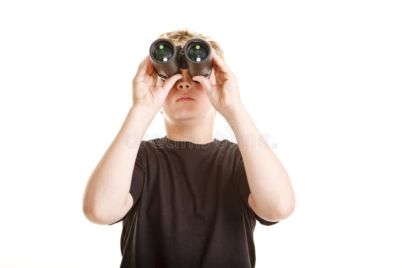 Boy Looking through Binoculars Stock Photo - Image of caucasian ...