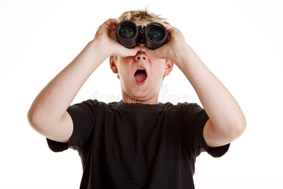 Boy Looking through Binoculars Stock Photo - Image of caucasian ...