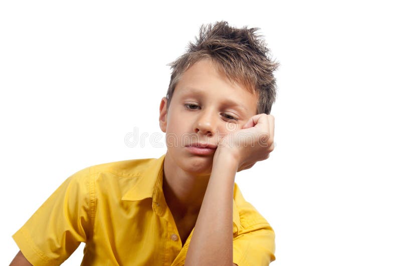 Boy Looking Bored. All on White Background Stock Photo - Image of face ...