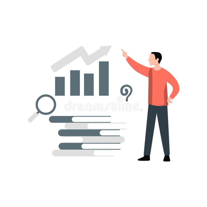 A Boy is Looking at Business Graph Stock Illustration - Illustration of ...