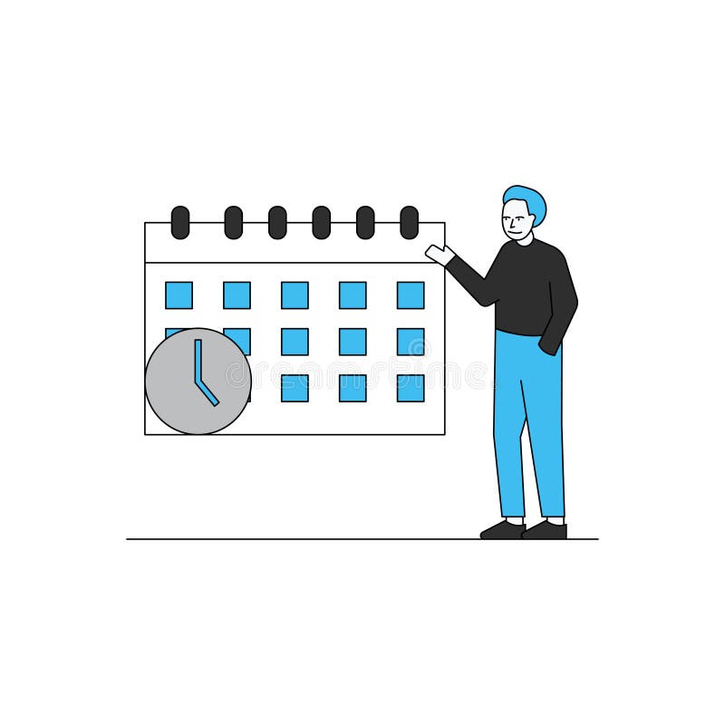 The Boy is Looking at the Calendar Schedule Stock Vector - Illustration ...