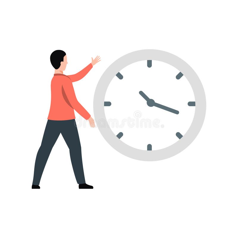 The Boy is Looking at the Clock Stock Illustration - Illustration of ...