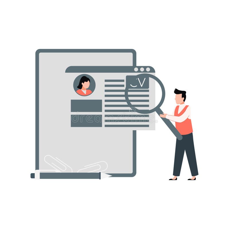 The Boy is Looking for a CV Profile Stock Illustration - Illustration ...