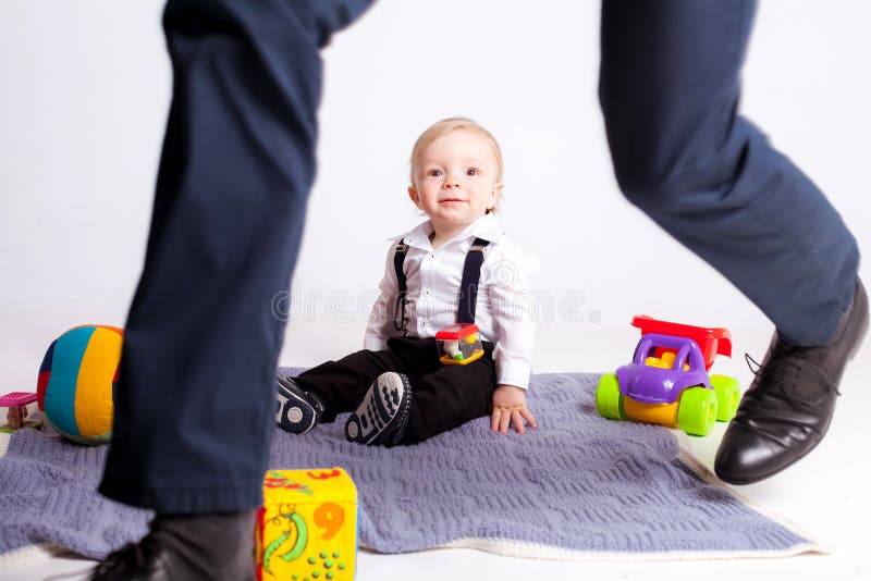 Father and Son Legs on the Sea Surfline Close Up Image Stock Photo ...