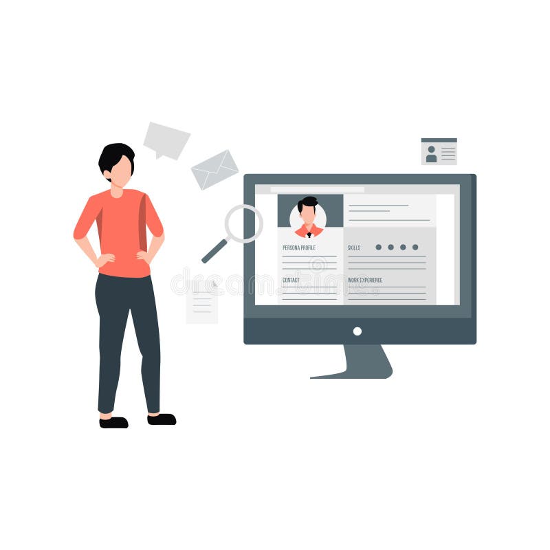 A Boy is Looking at Monitor Stock Illustration - Illustration of ...