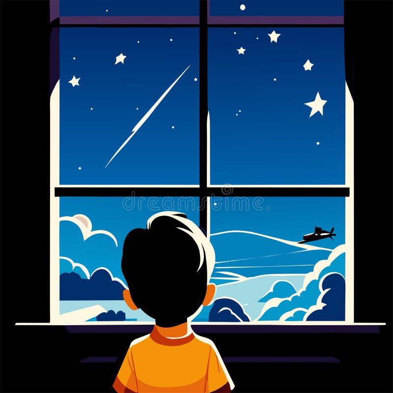 Boy Looking Out Window Stock Illustrations – 400 Boy Looking Out Window ...