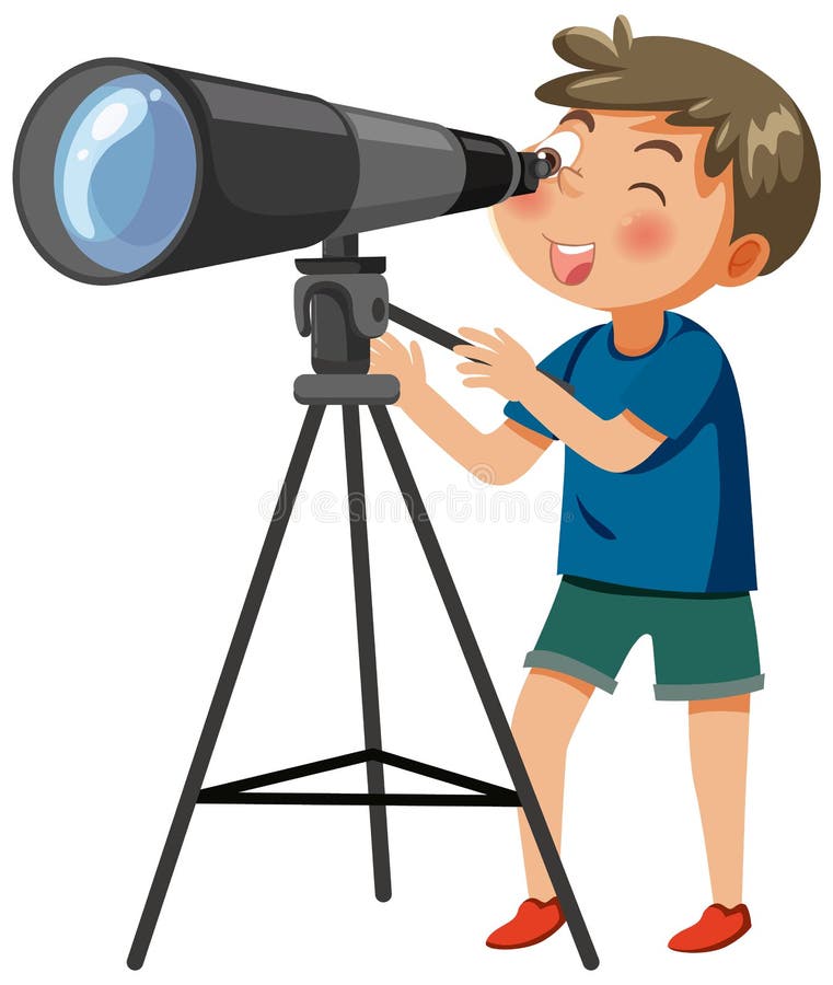 A Boy Looking through Telescope Stock Vector - Illustration of child ...
