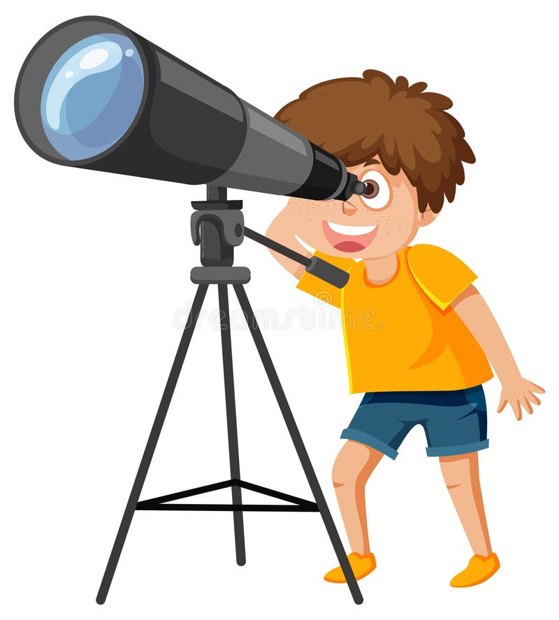 A Boy Looking through Telescope Stock Vector - Illustration of ...