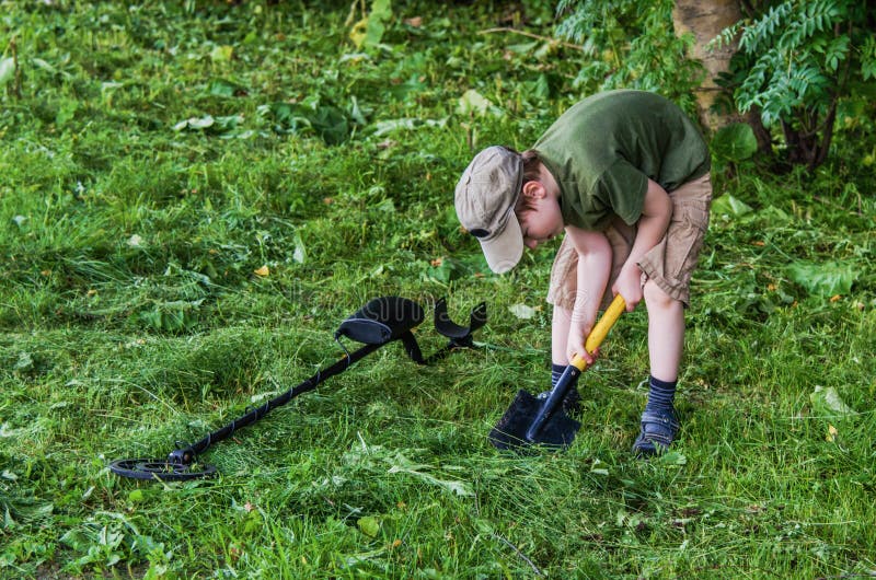 Boy is Looking for Treasure Stock Photo - Image of lost, hobbies: 97753014