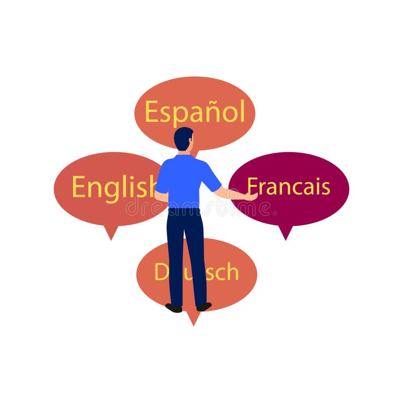 A Boy Looking Up the Names of Foreign Languages Stock Illustration ...