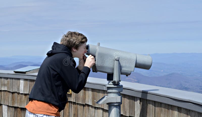 Boy Looking at View stock image. Image of glass, lens - 30342395