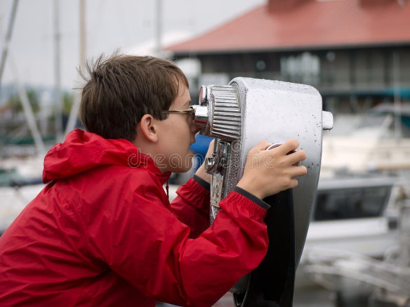 Boy looking in Viewer stock photo. Image of look, hike - 21026382
