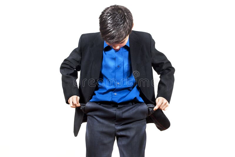 The Boy Looks at the Empty Pockets Stock Image - Image of notebook ...