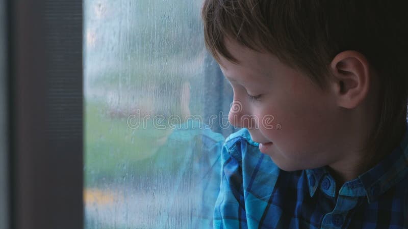 Sad Boy with Rain on His Face in Black and White Stock Photo - Image of ...
