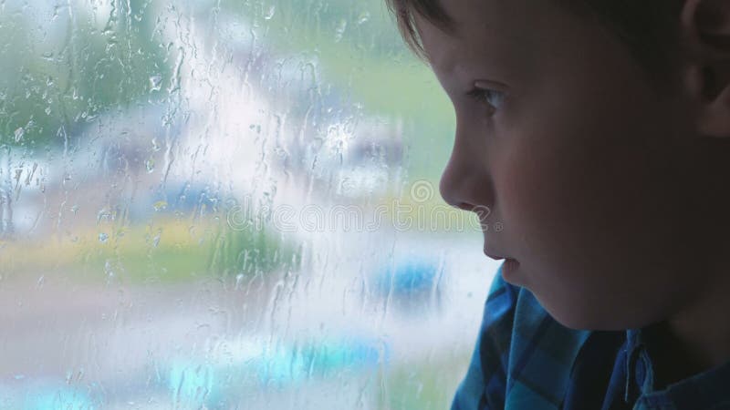 Sad Boy with Rain on His Face in Black and White Stock Photo - Image of ...