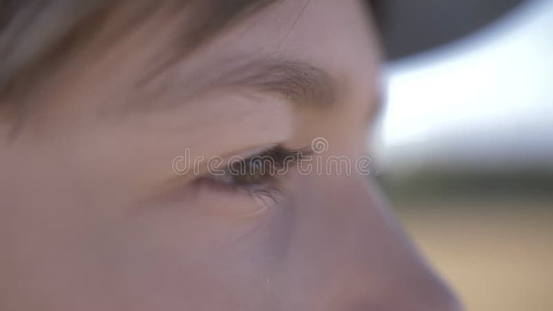 Boy Looks, Boy`s Eye Close-up Outdoors Stock Footage - Video of gaze ...