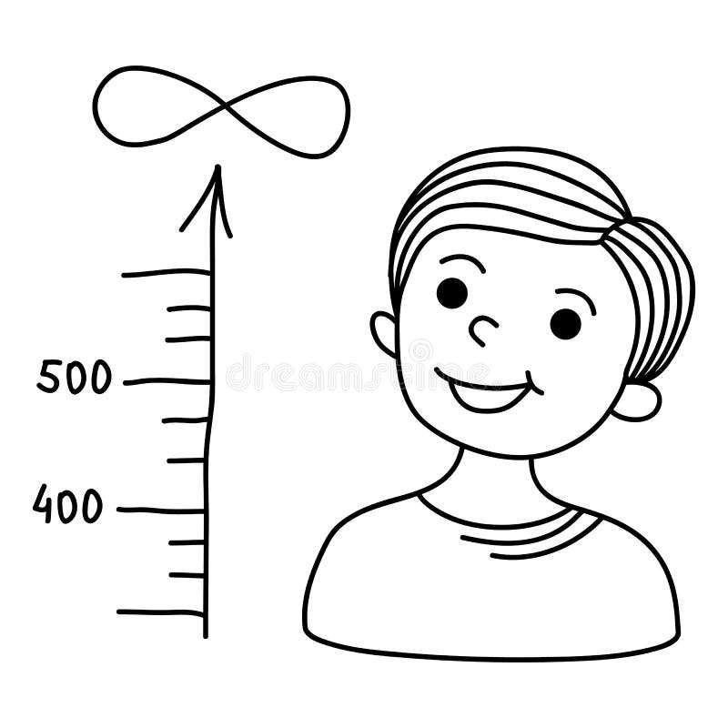 Boy Looks at a Scale Showing the Increase in Value Stock Vector ...