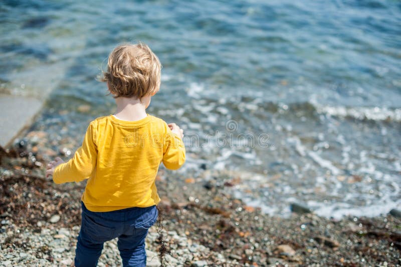 Boy looks at the sea stock image. Image of seaside, baby - 159645527